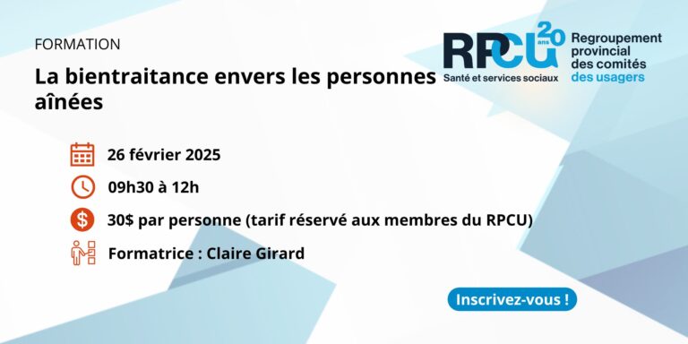 La bientraitance envers les personnes aînées - RPCU